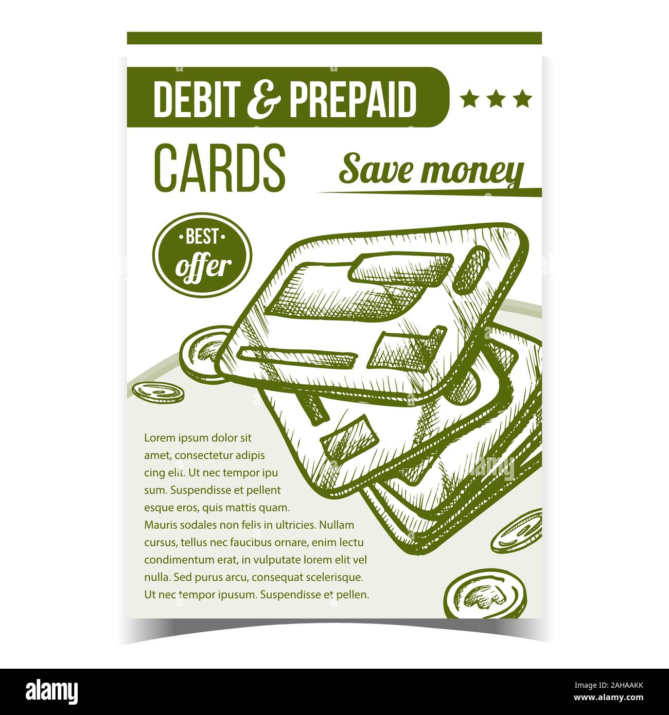 Debit And Prepaid Cards Advertising Poster Vector Stock Vector Image ...