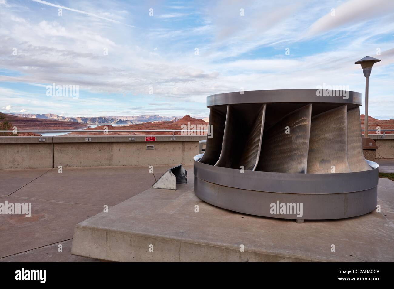 Hydroelectric generator turbine on display at Glen Canyon Dam, Page ...
