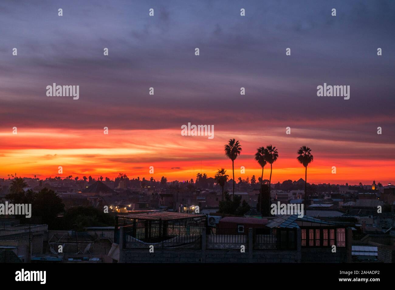 Marrakech city skyline in Medina area, Marrakesh-Safi region, Morocco ...