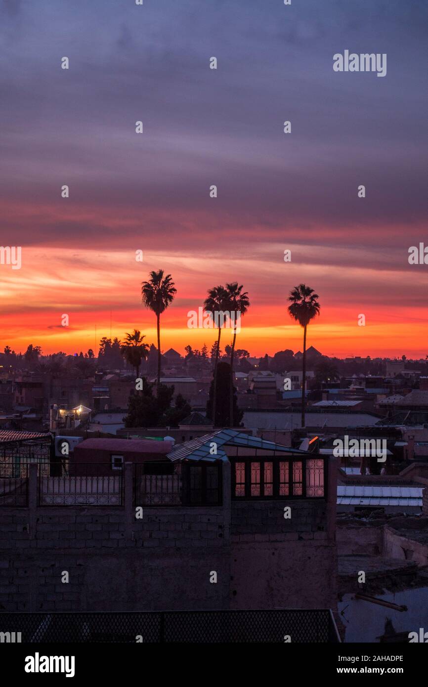 Marrakech city skyline in Medina area, Marrakesh-Safi region, Morocco ...
