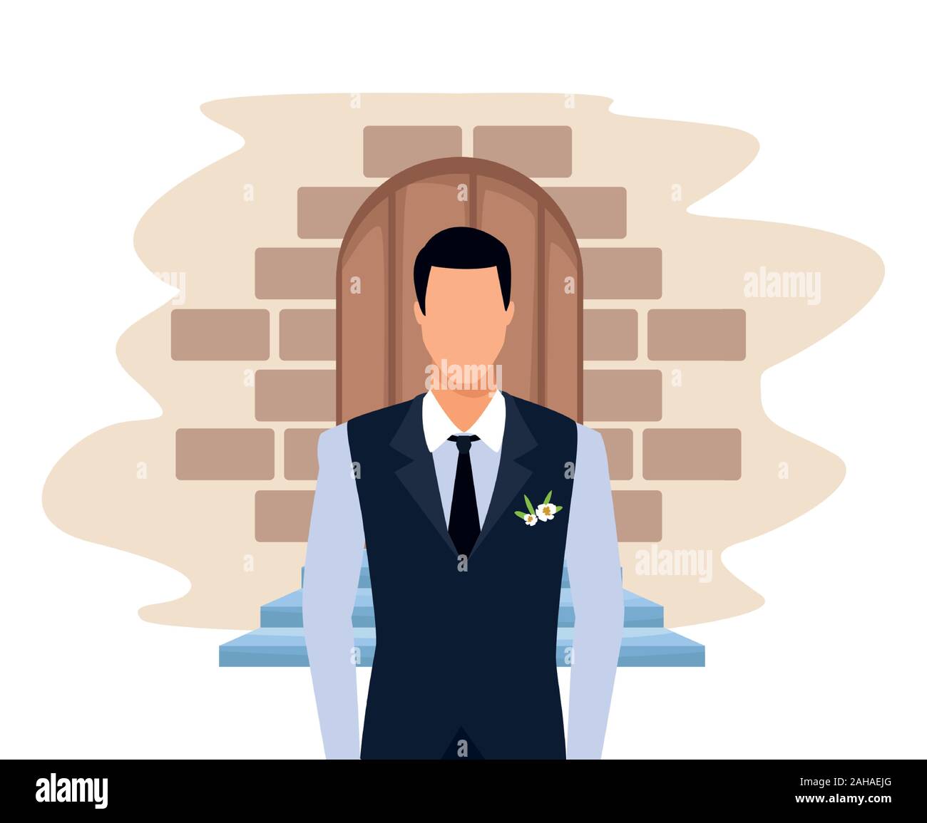 Avatar groom over door and bricks wall Stock Vector Image & Art - Alamy