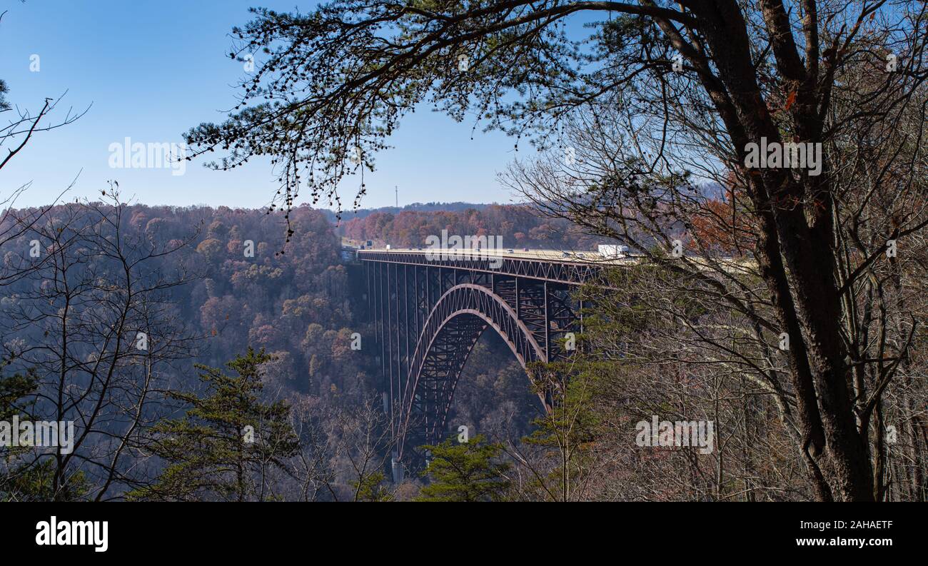 A long tall arched bridge over a gorge Stock Photo - Alamy