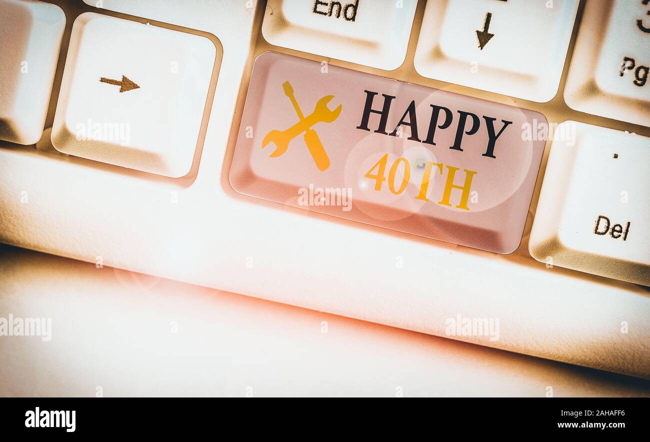 Writing note showing Happy 40Th. Business concept for a joyful occasion ...