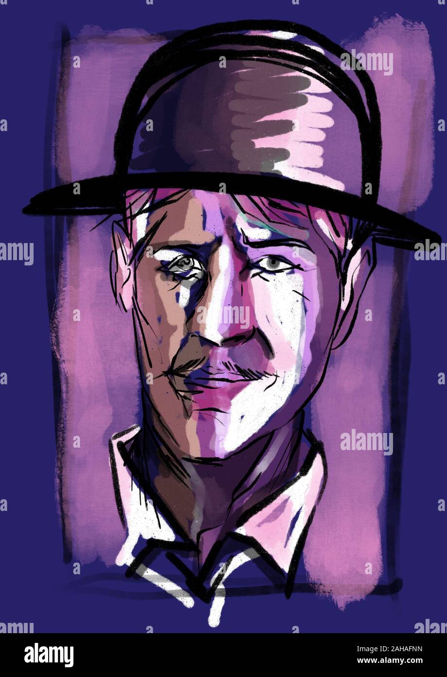Top hat guy illustration Stock Photo - Alamy