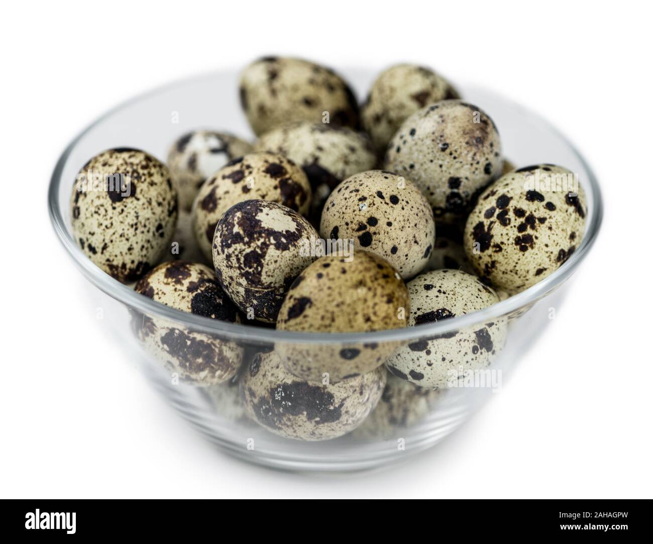 Quail Eggs as detailed close-up shot isolated on white background ...