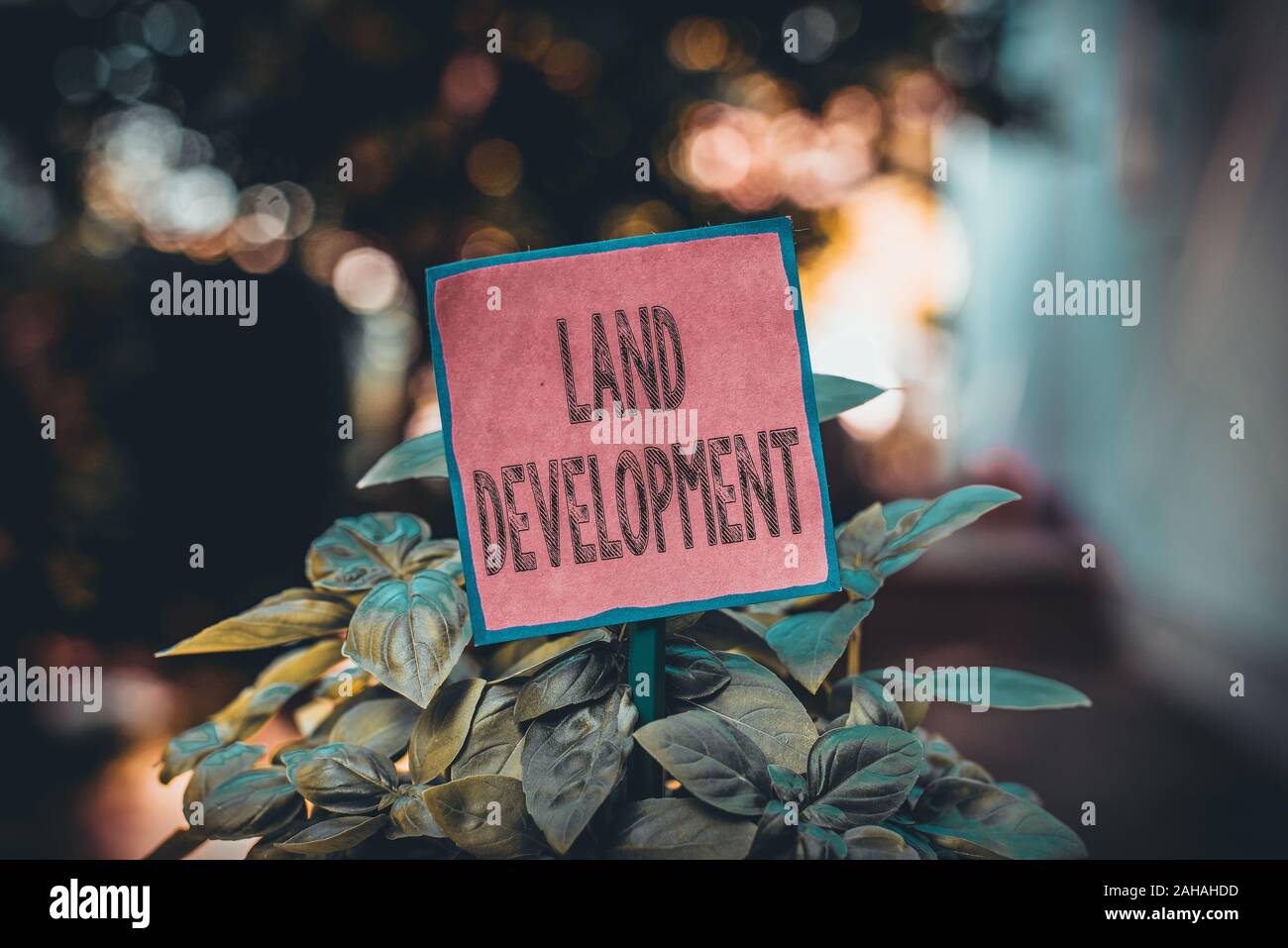 Writing note showing Land Development. Business concept for process of ...