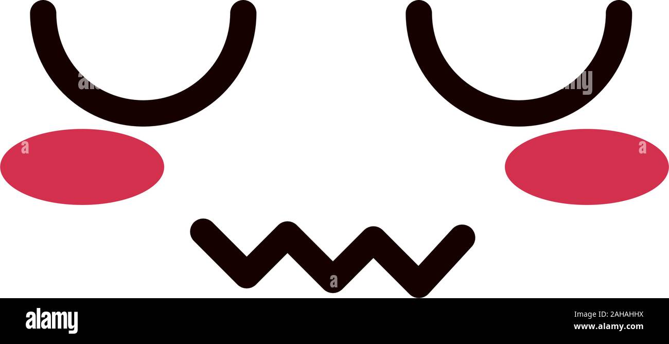 kawaii cute face expression eyes and mouth vector illustration Stock ...