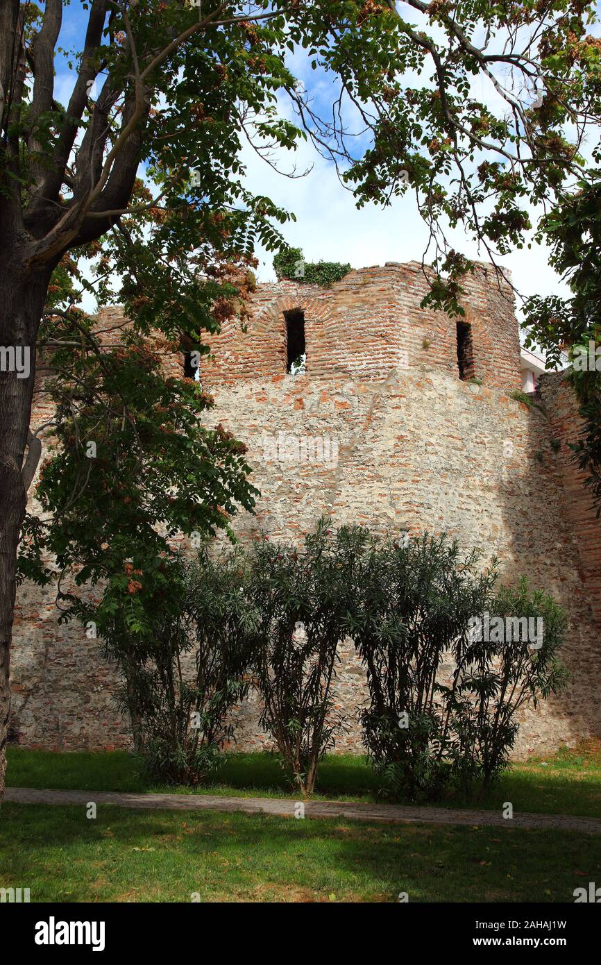 Byzantine town walls of Durresi, built in the 6th.Century AD,on the ...