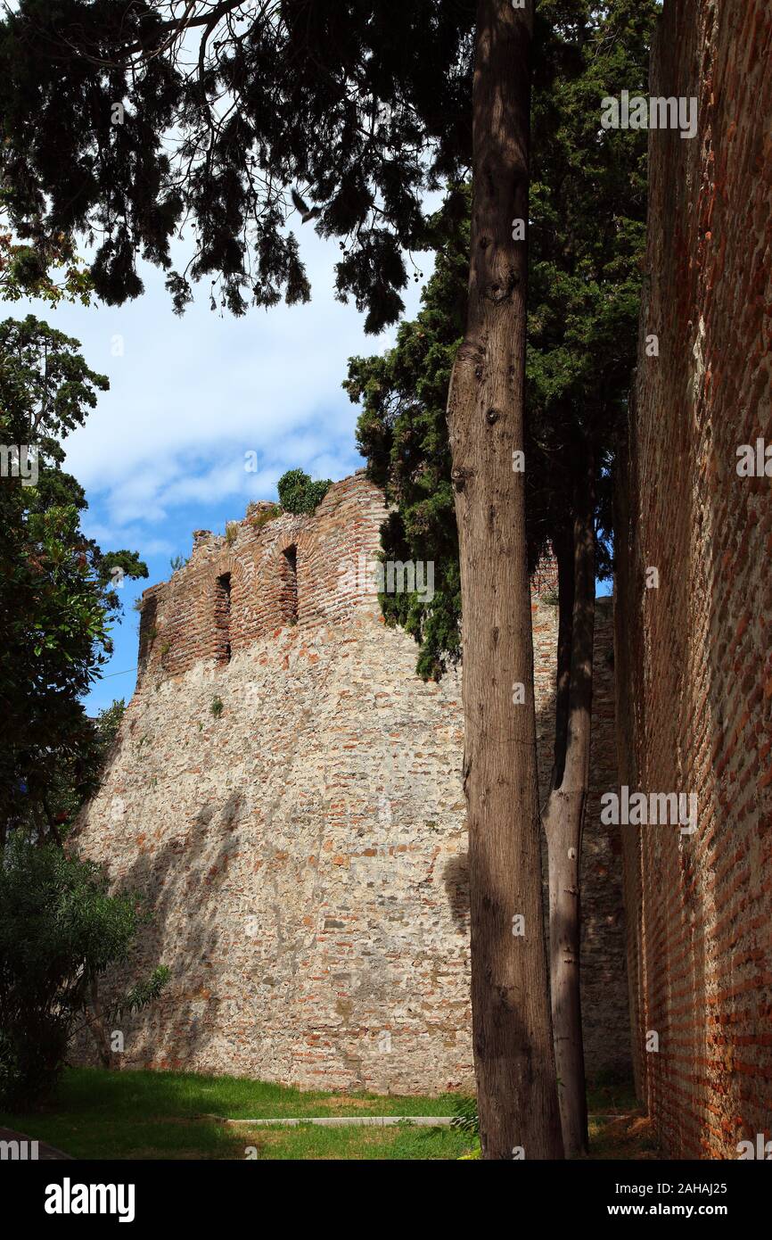 Byzantine town walls of Durresi, built in the 6th.Century AD,on the ...