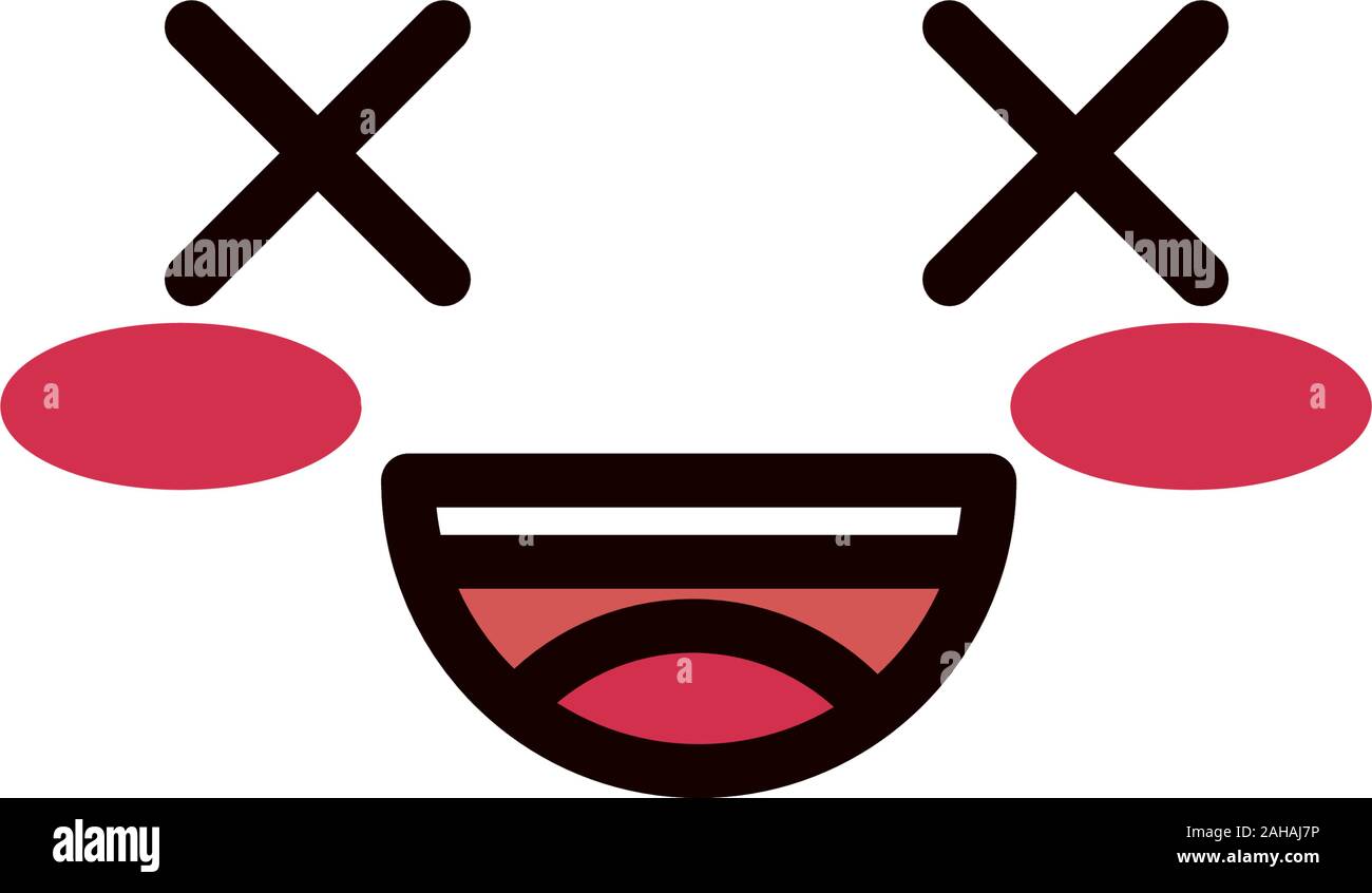 kawaii cute face expression eyes and mouth vector illustration Stock ...