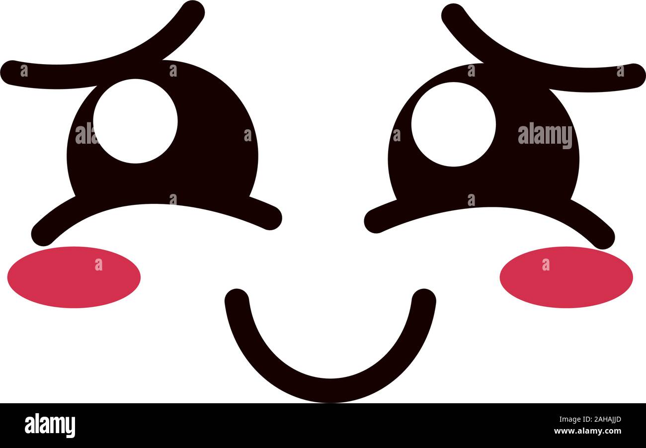 kawaii cute face expression eyes and mouth tender vector illustration ...