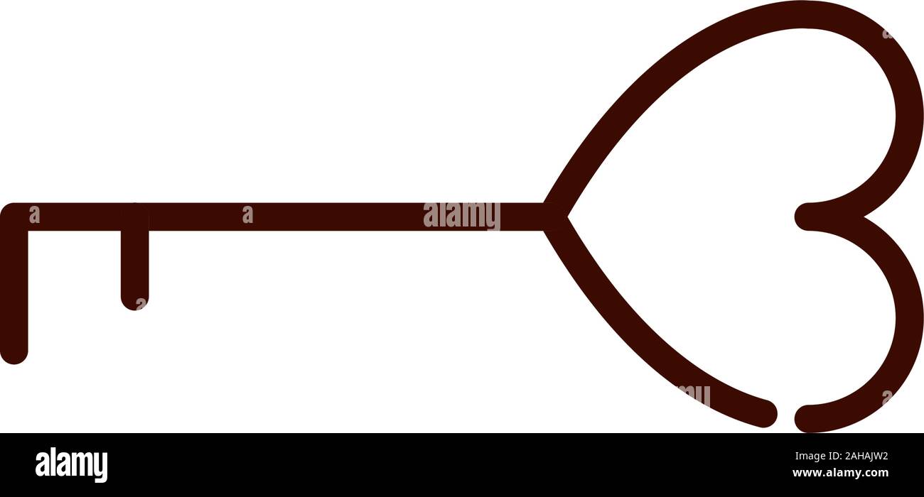 key shaped heart love romantic passion feeling related icon vector ...