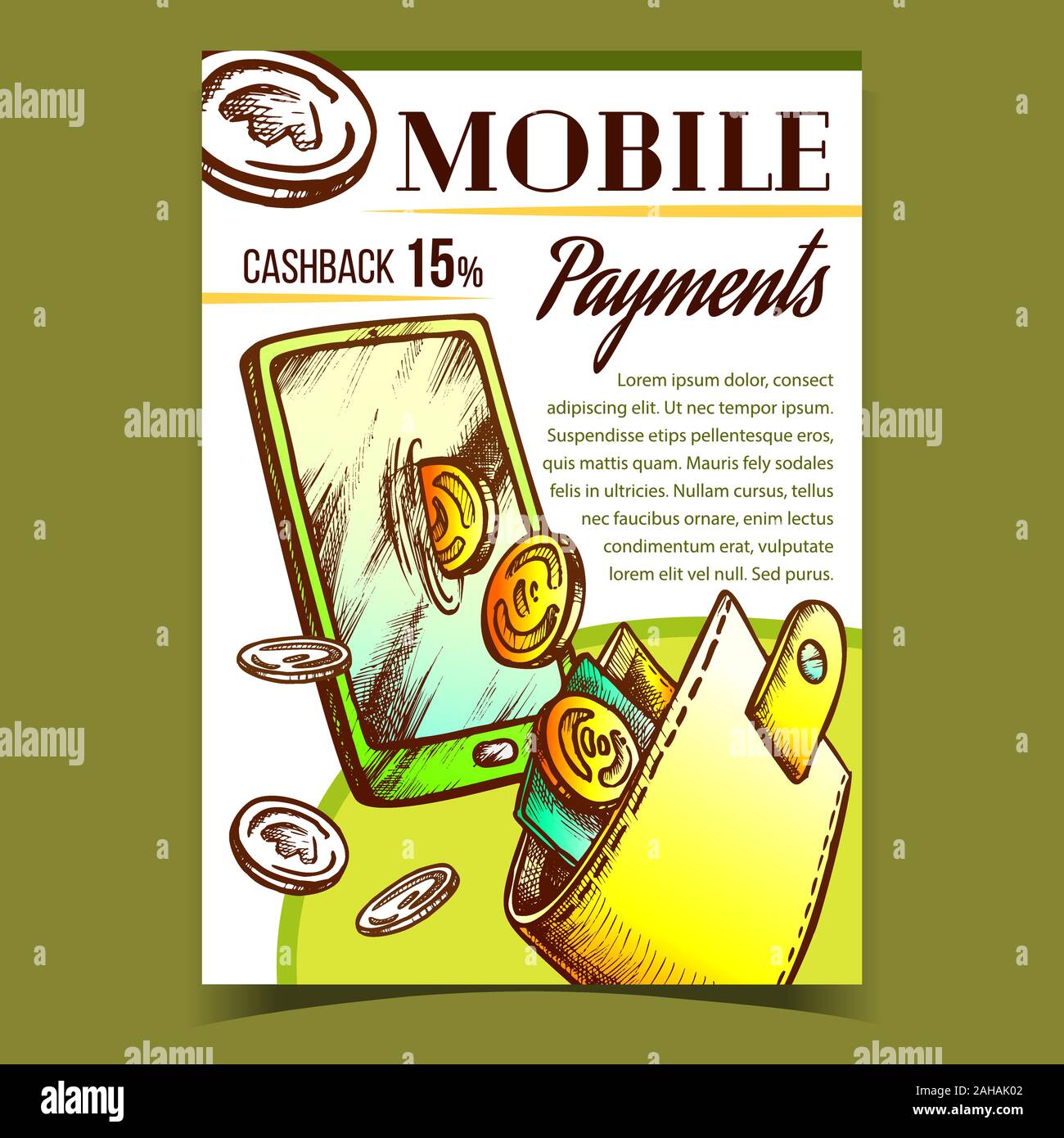 Mobile Payments Financial Advertise Banner Vector Stock Vector Image ...