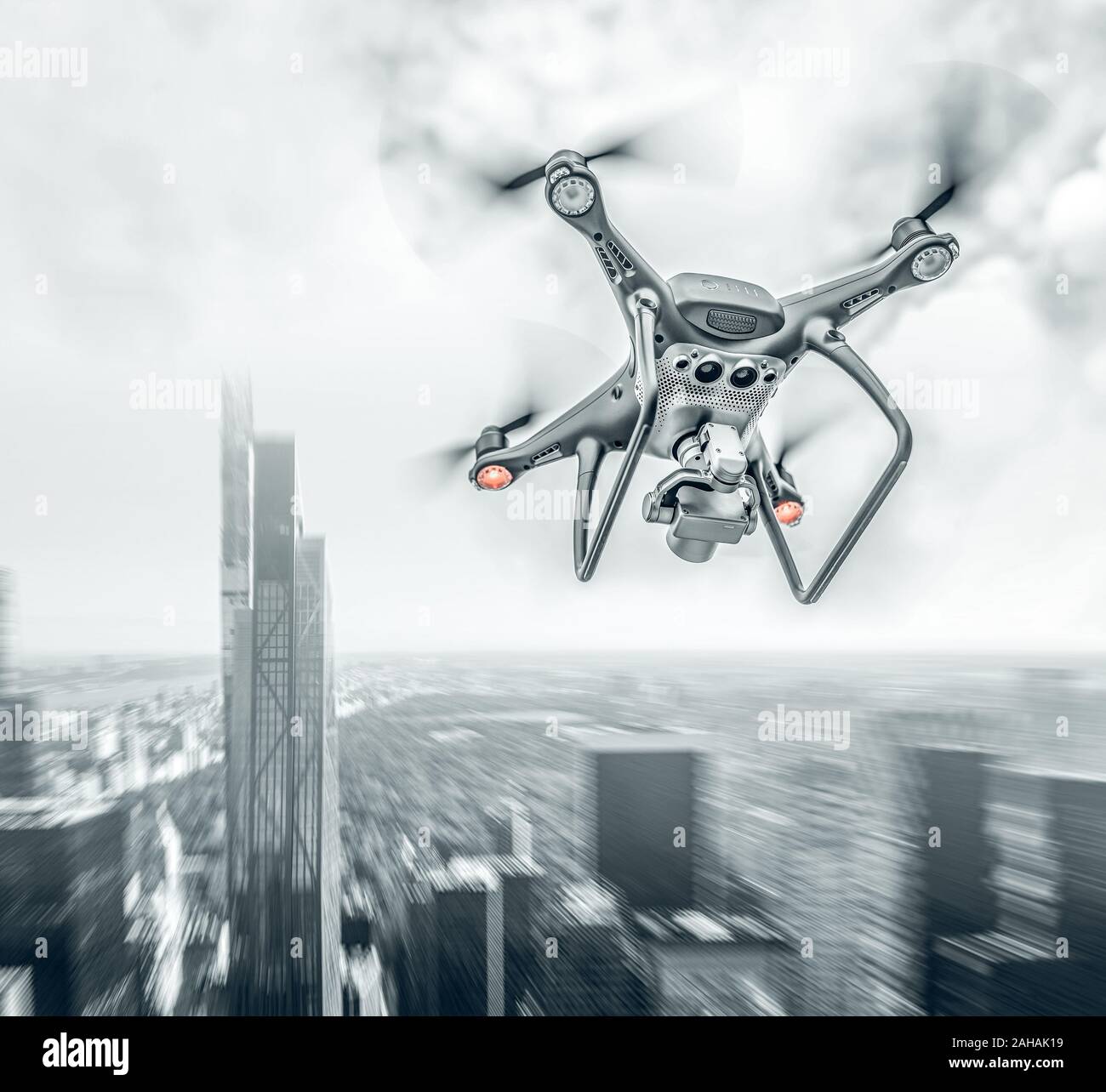 Drone flying in the big city Stock Photo - Alamy
