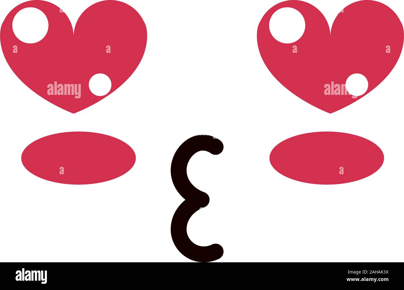 kawaii cute face expression eyes and mouth kiss in love vector ...