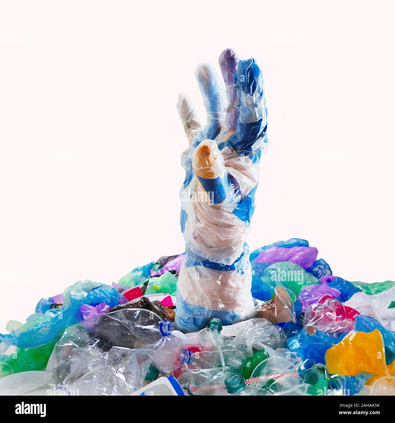 Concept of ecology disaster, environmental pollution, garbage. Stop plastic. Negative space to ...