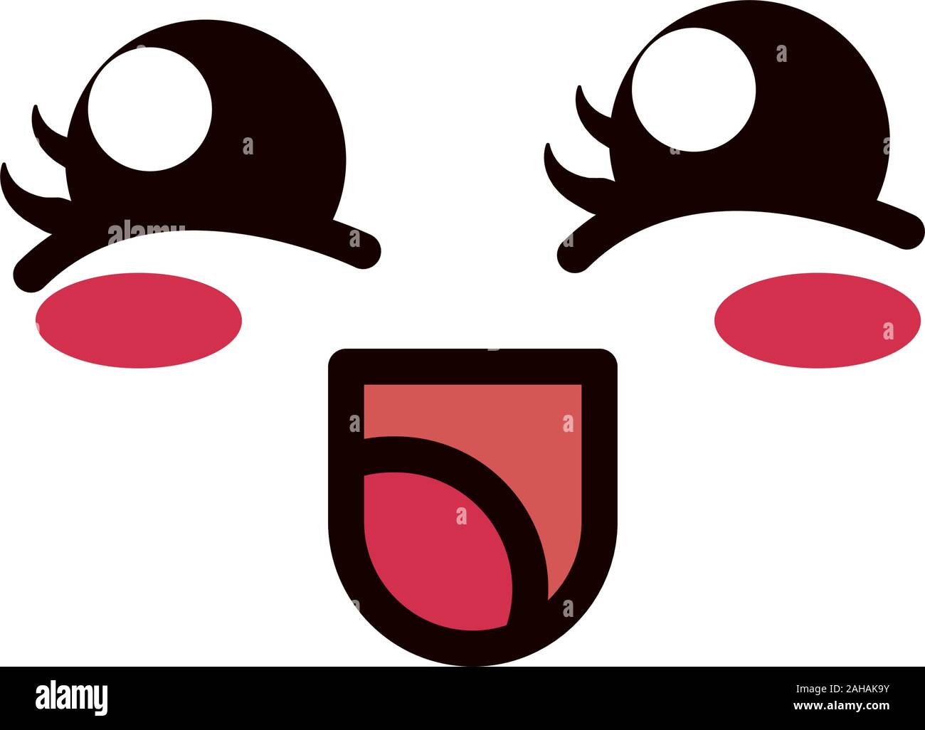 kawaii cute face expression eyes and mouth vector illustration Stock ...
