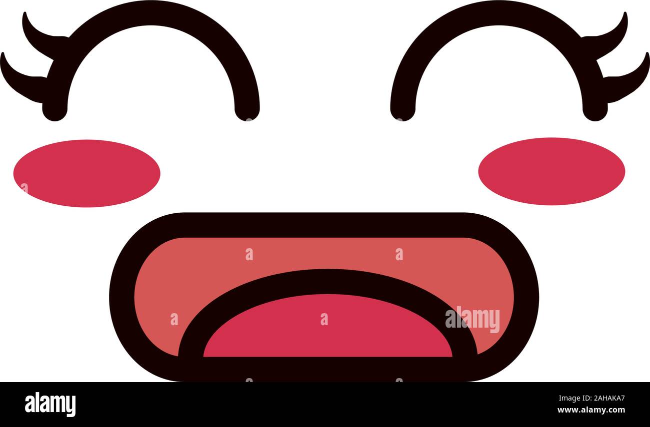 kawaii cute face expression eyes and mouth vector illustration Stock ...