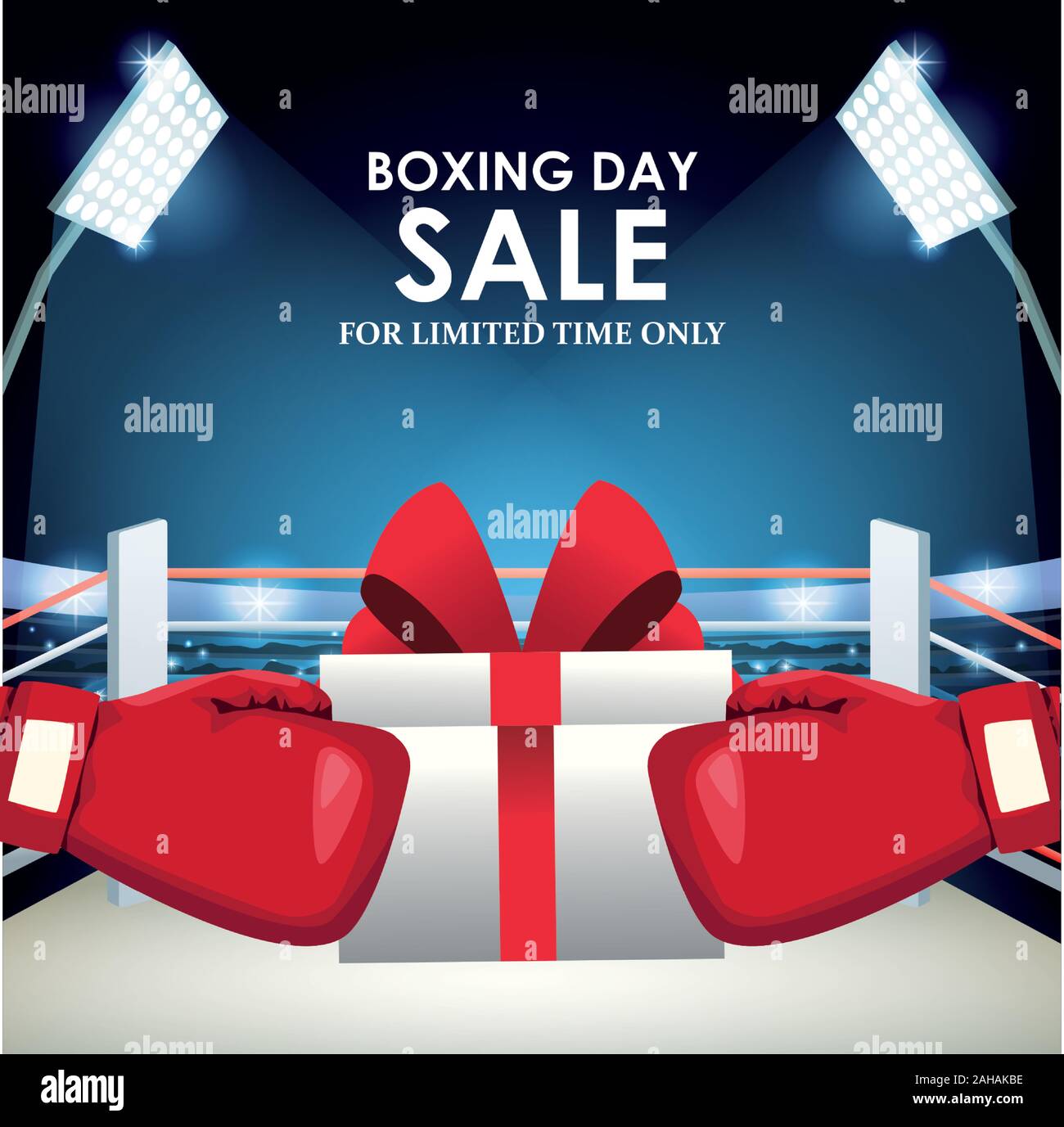 Boxing sale colorful design with gift box and boxing gloves over boxing ...