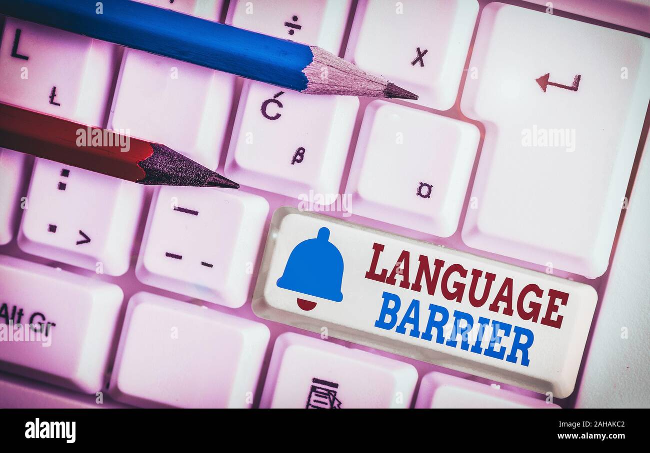 Word writing text Language Barrier. Business photo showcasing ... Word writing text Language Barrier. Business photo showcasing ...