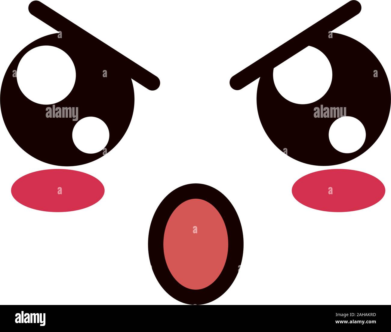 kawaii cute face expression eyes and mouth angry vector illustration ...