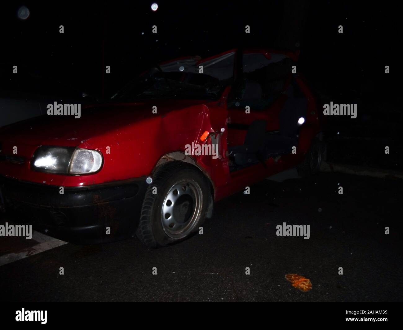 Total car crash smash accident on a road Stock Photo - Alamy