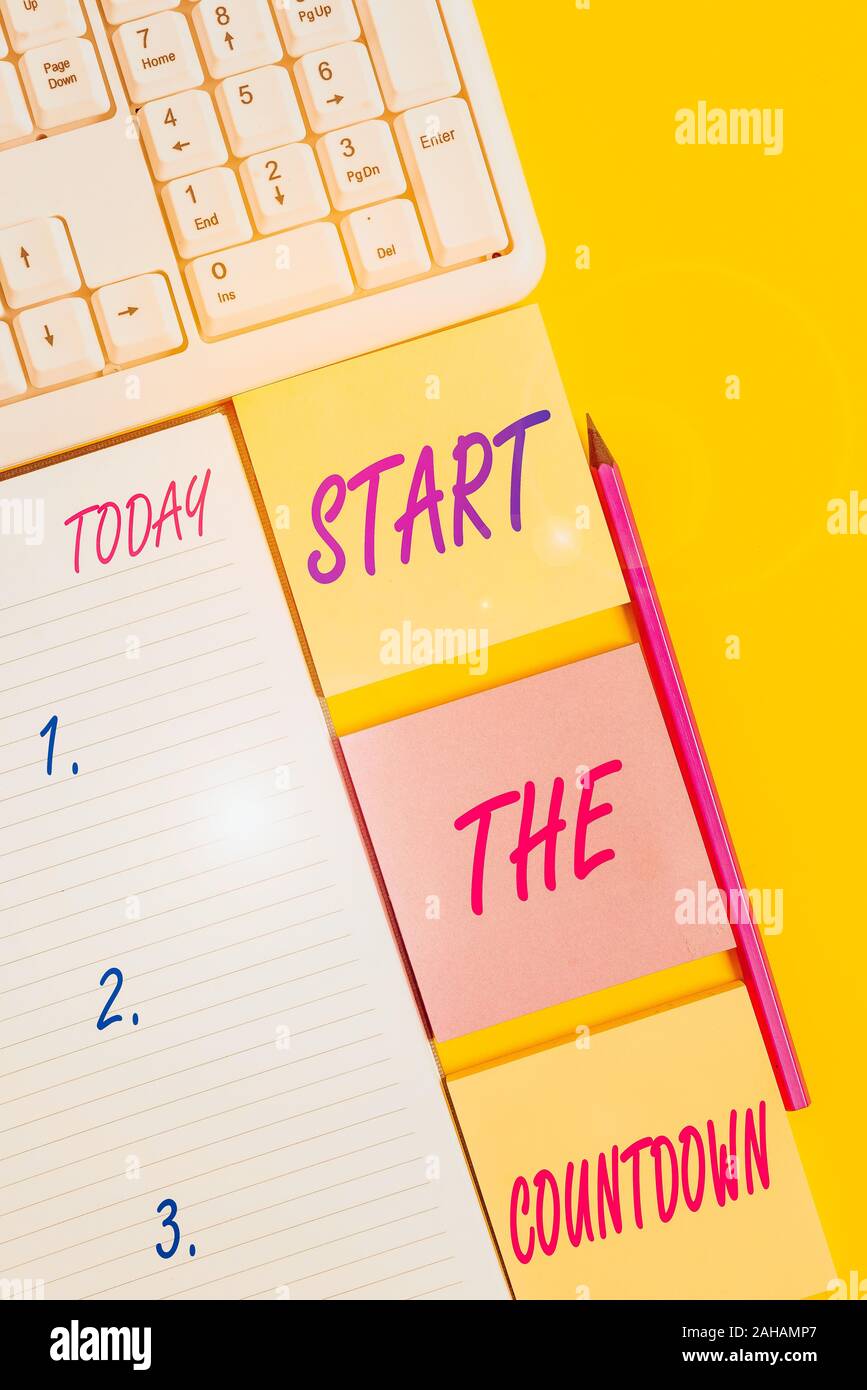 Text sign showing Start The Countdown. Business photo text Sequence of ...