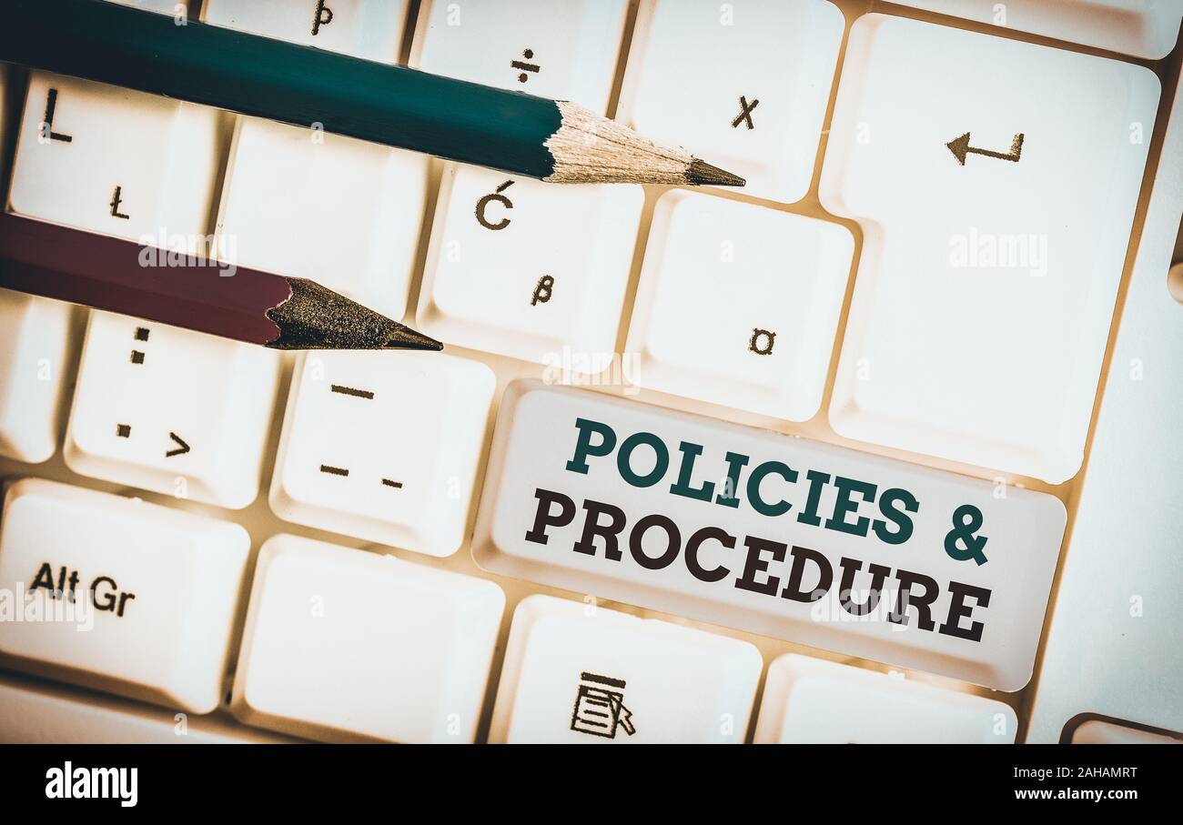 Handwriting text Policies And Procedure. Conceptual photo list of rules ...