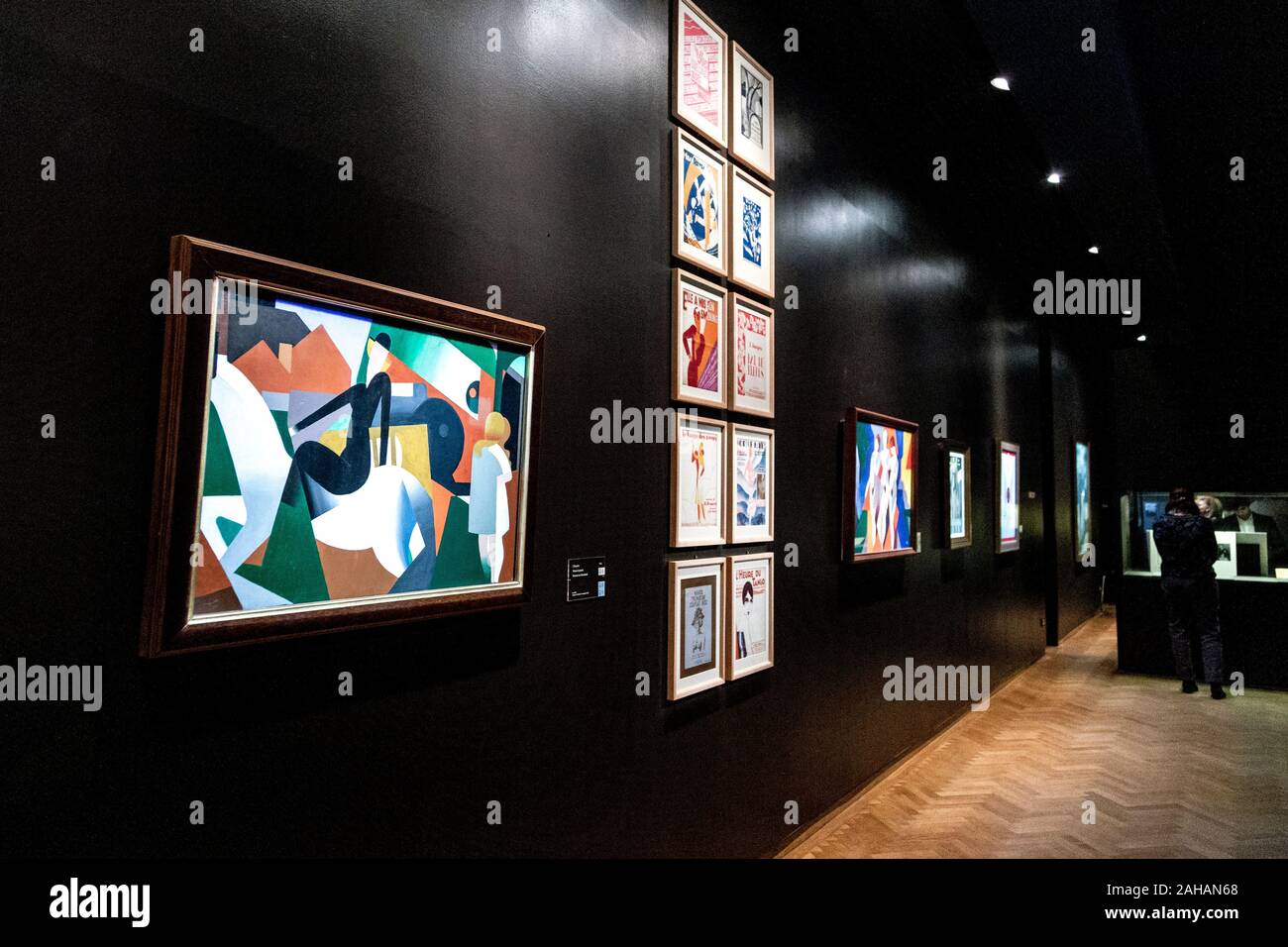 Paintings on the wall of Magritte Museum, Brussels, Belgium Stock Photo ...