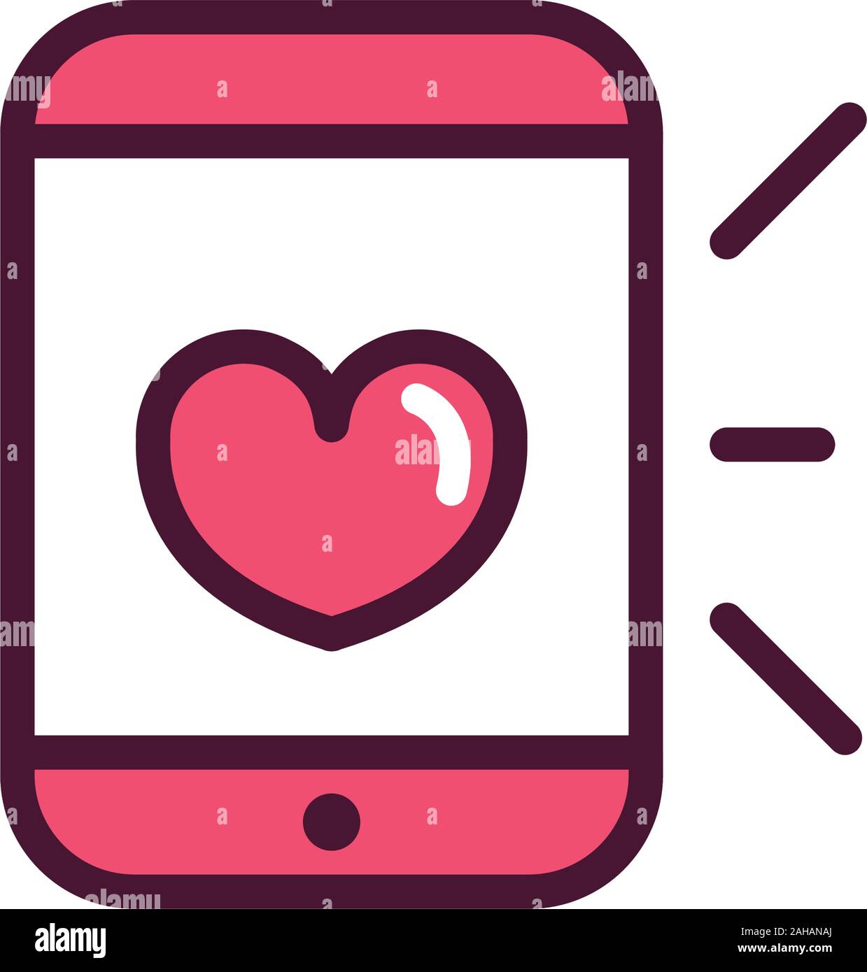 happy valentines day smartphone heart love romantic feeling icon vector ...