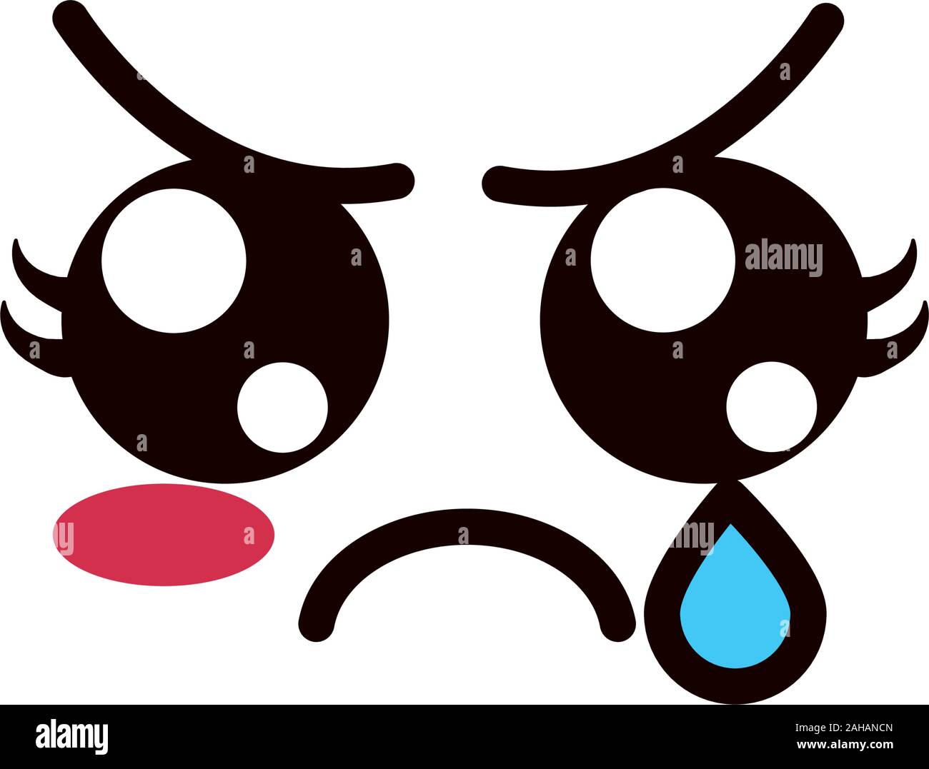 kawaii cute face expression eyes and mouth angry crying vector ...