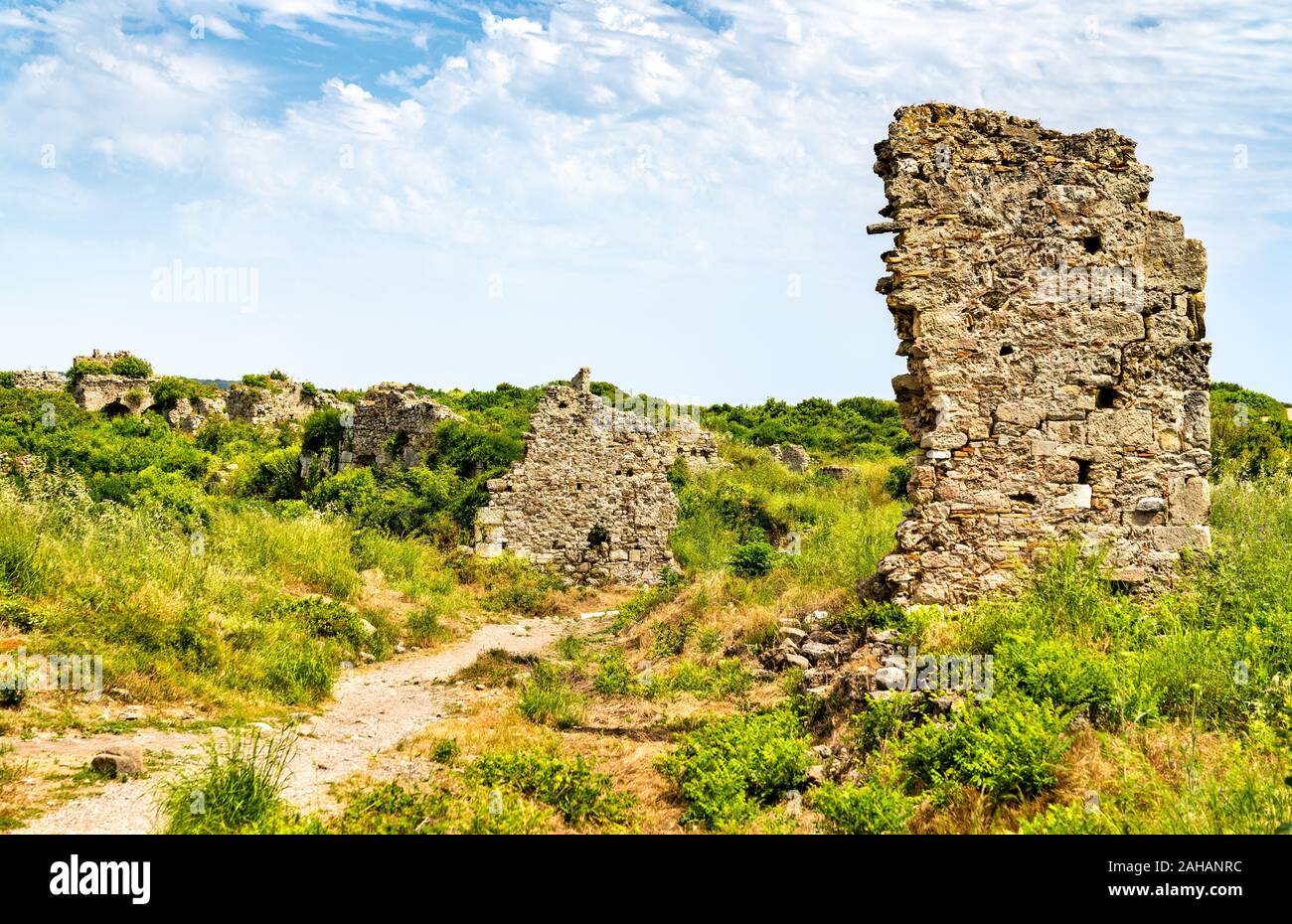 Ruins of the ancient town of Side in Turkey Stock Photo - Alamy