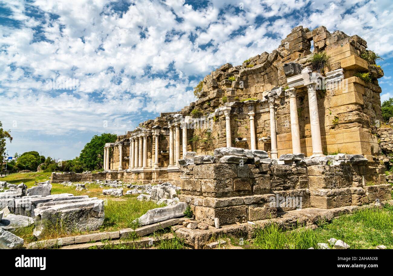 Ruins of the ancient agora of Side in Turkey Stock Photo - Alamy