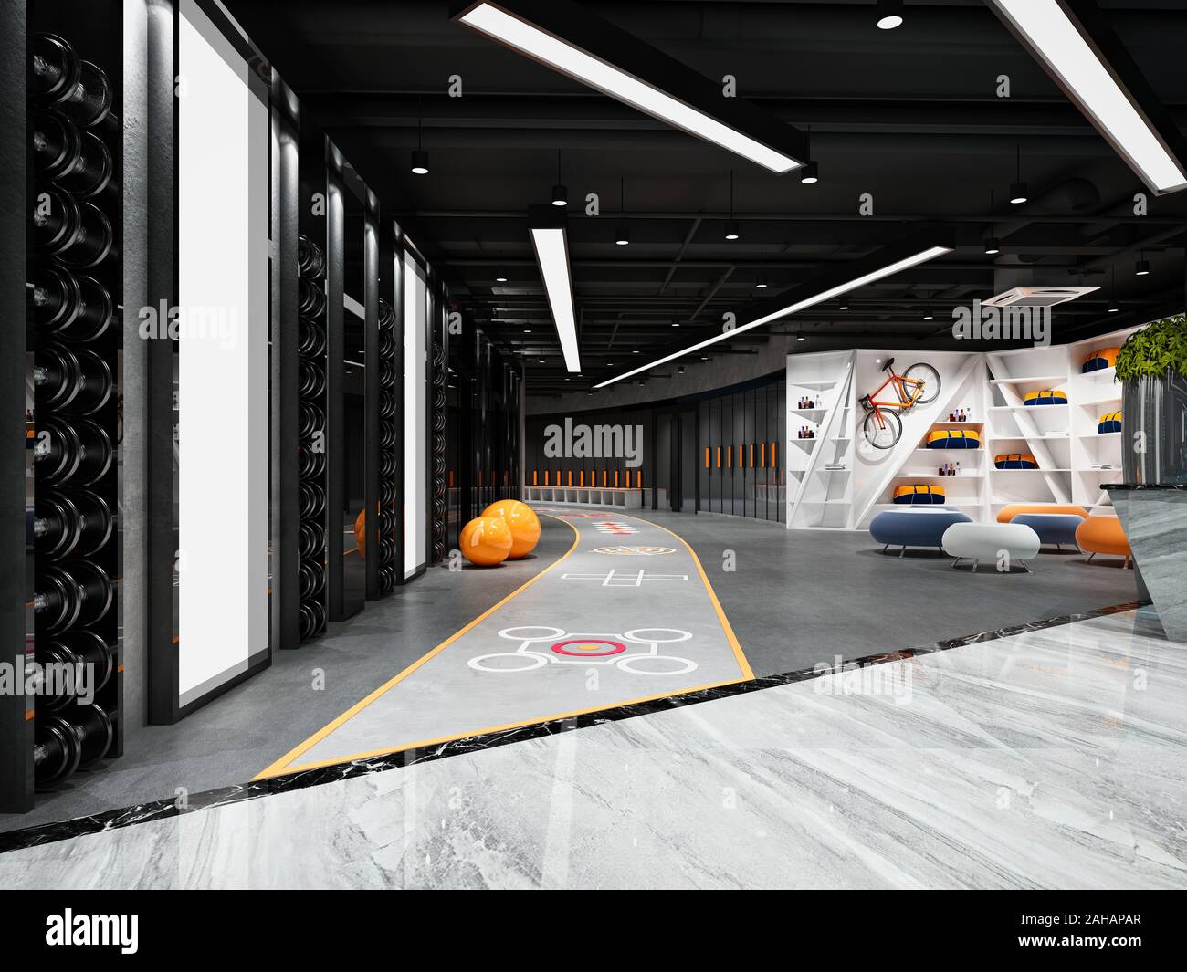 3d render of gym fitness center Stock Photo - Alamy