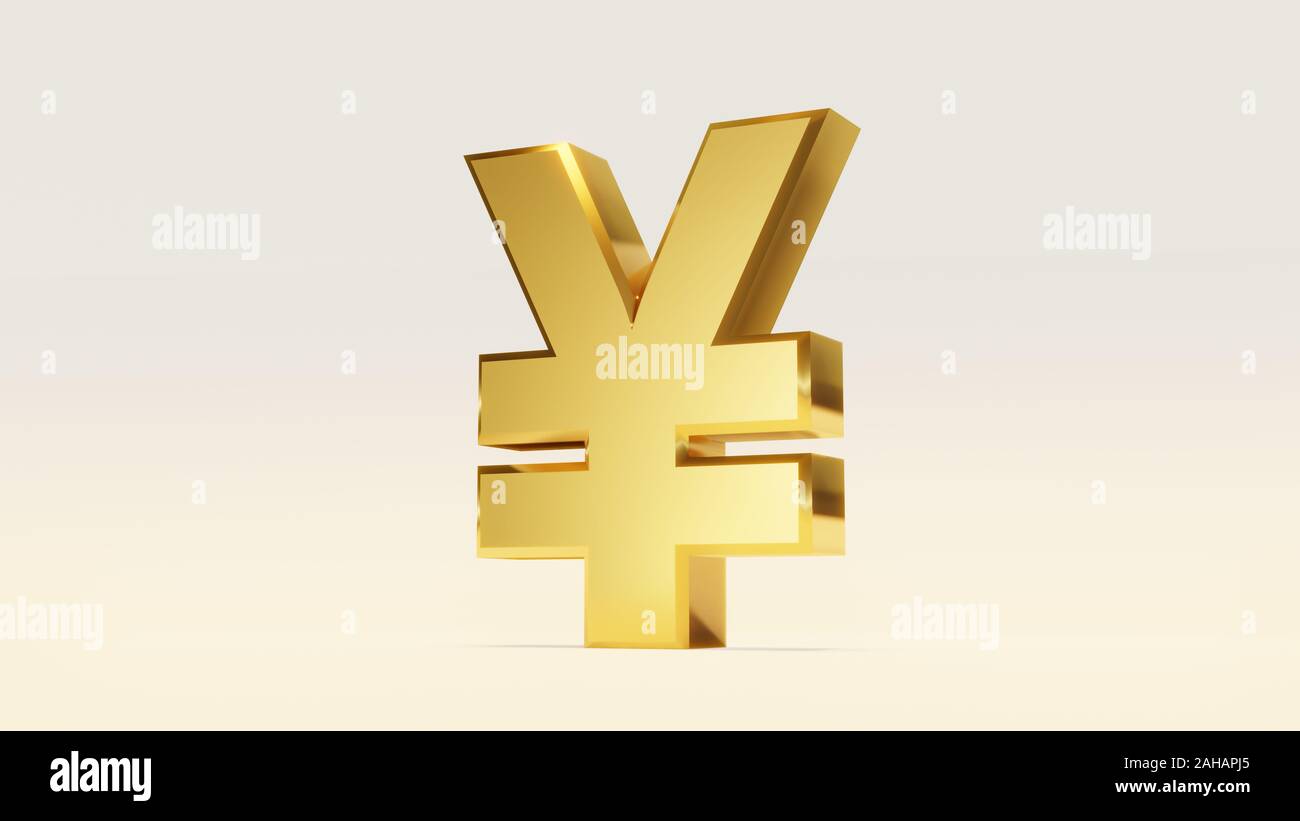 3D Rendering of golden Japanese / Chinese yen dollar sign isolated on ...