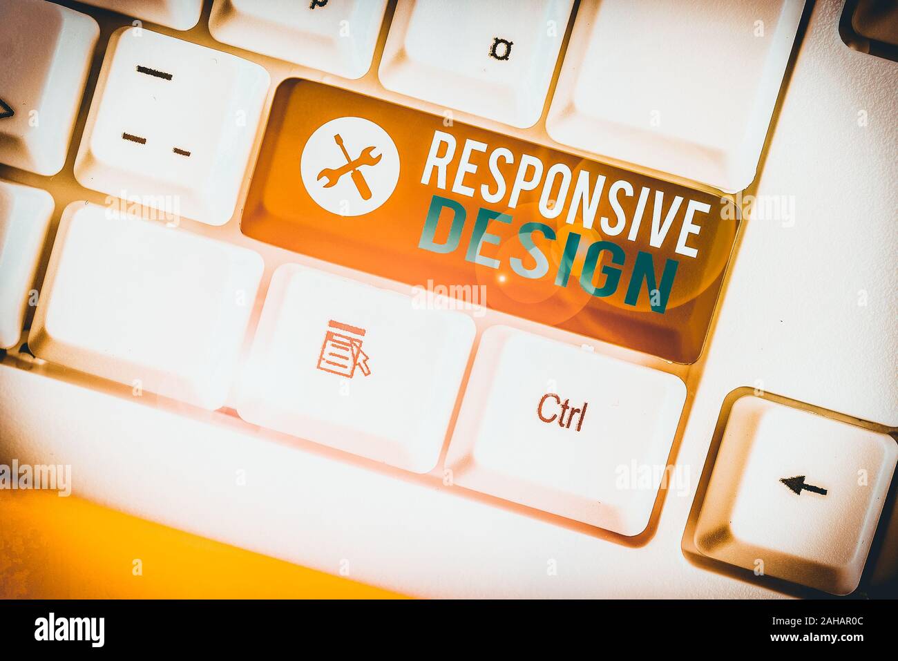 Writing note showing Responsive Design. Business concept for web page creation that makes use of ...