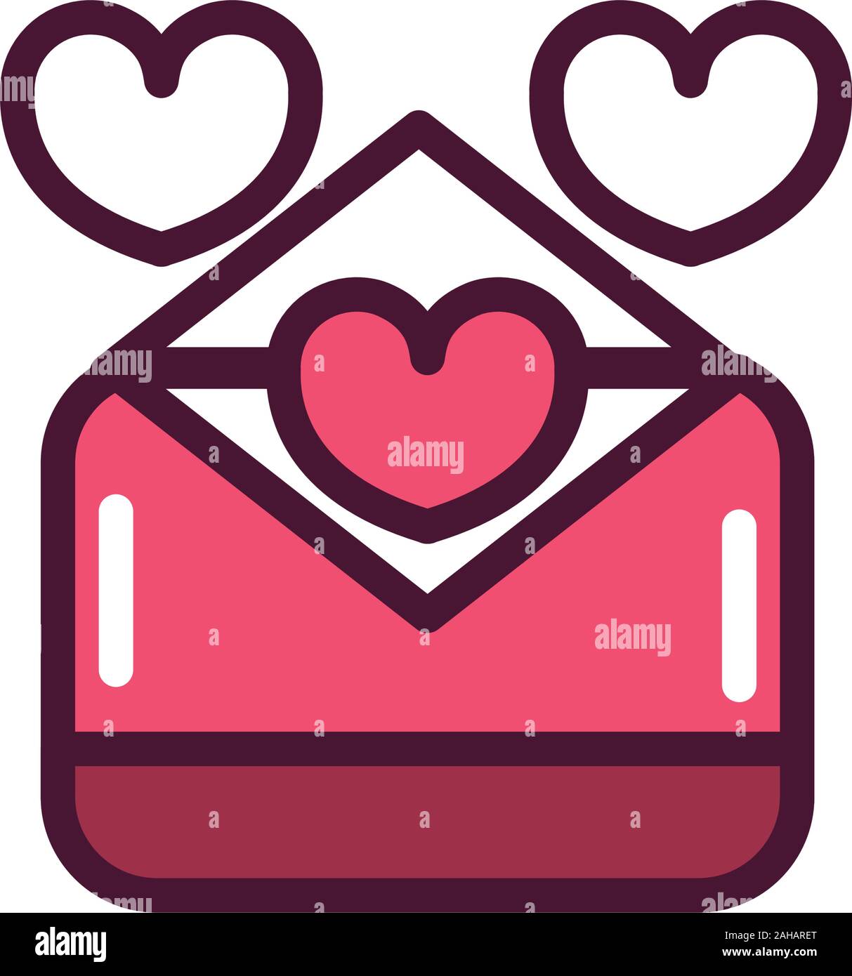 happy valentines day envelope hearts mail love romantic feeling icon ...