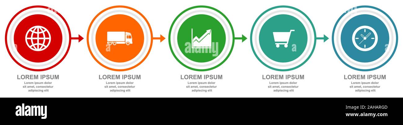 Business, commerce and transportation diagram, flat design infographic ...