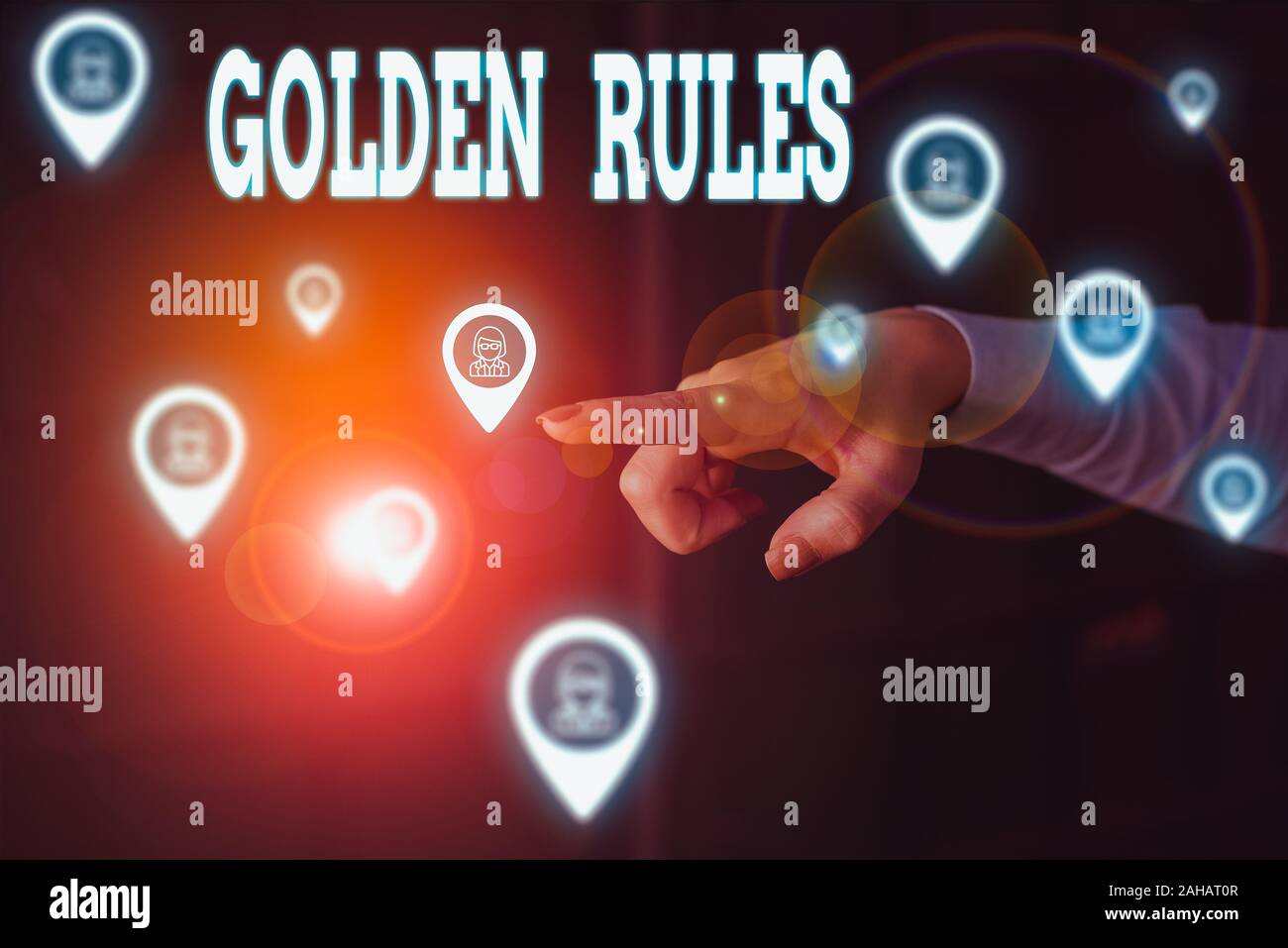 Writing note showing Golden Rules. Business concept for basic principle ...