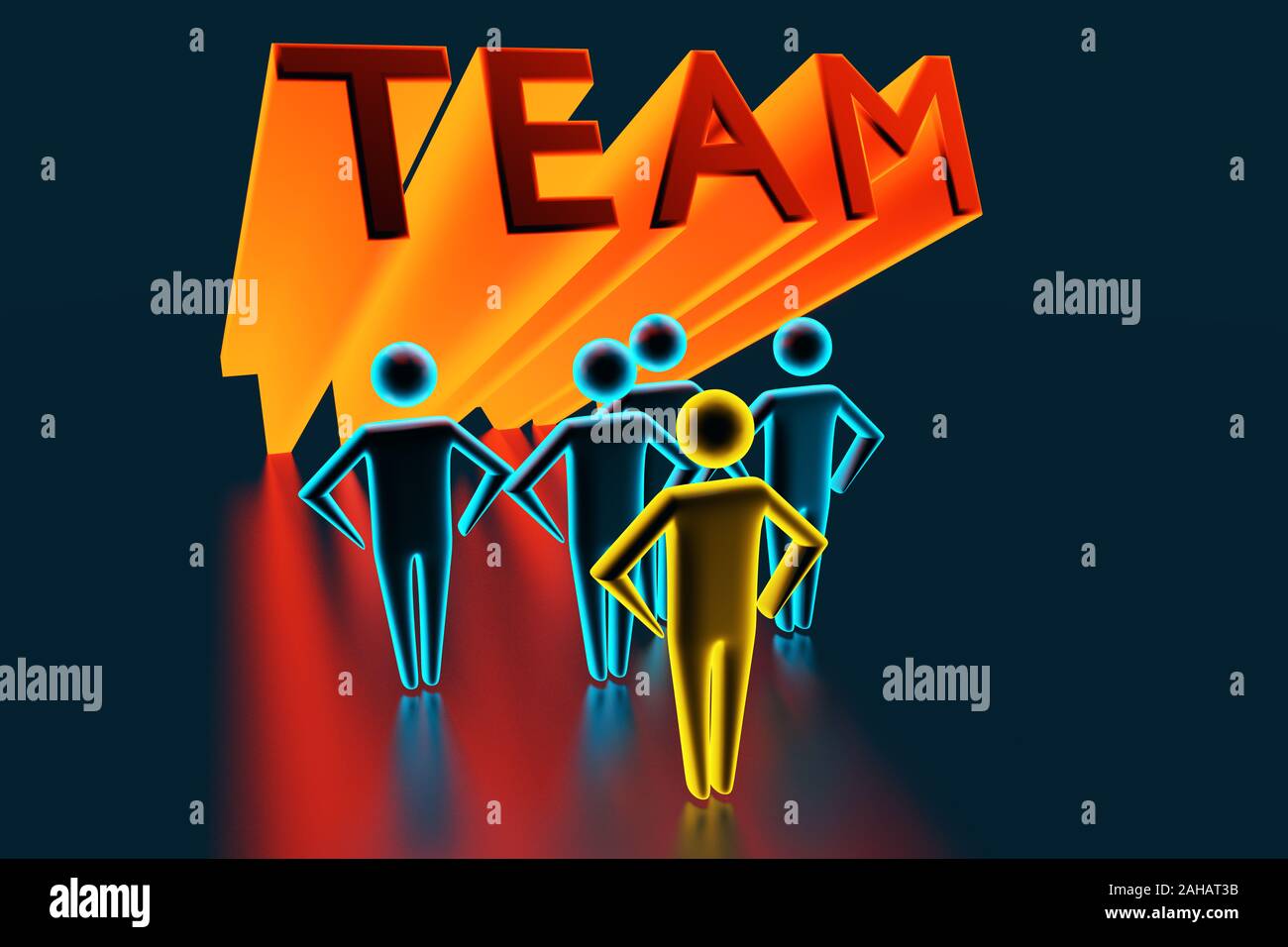 Teamwork. Conceptual business 3d man illustration. People are standing ...