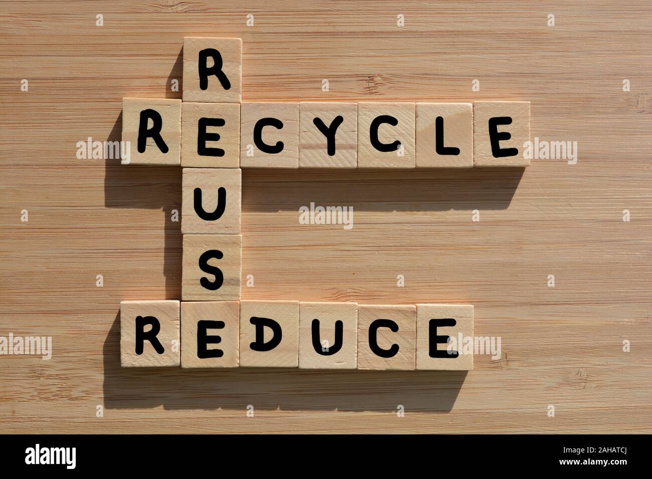 Reuse, Recycle, Reduce, words in 3d wooden alphabet letters in ...