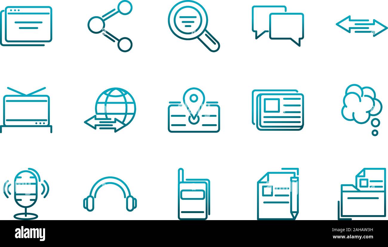 communications talk information broadcast icons set gradient line ...