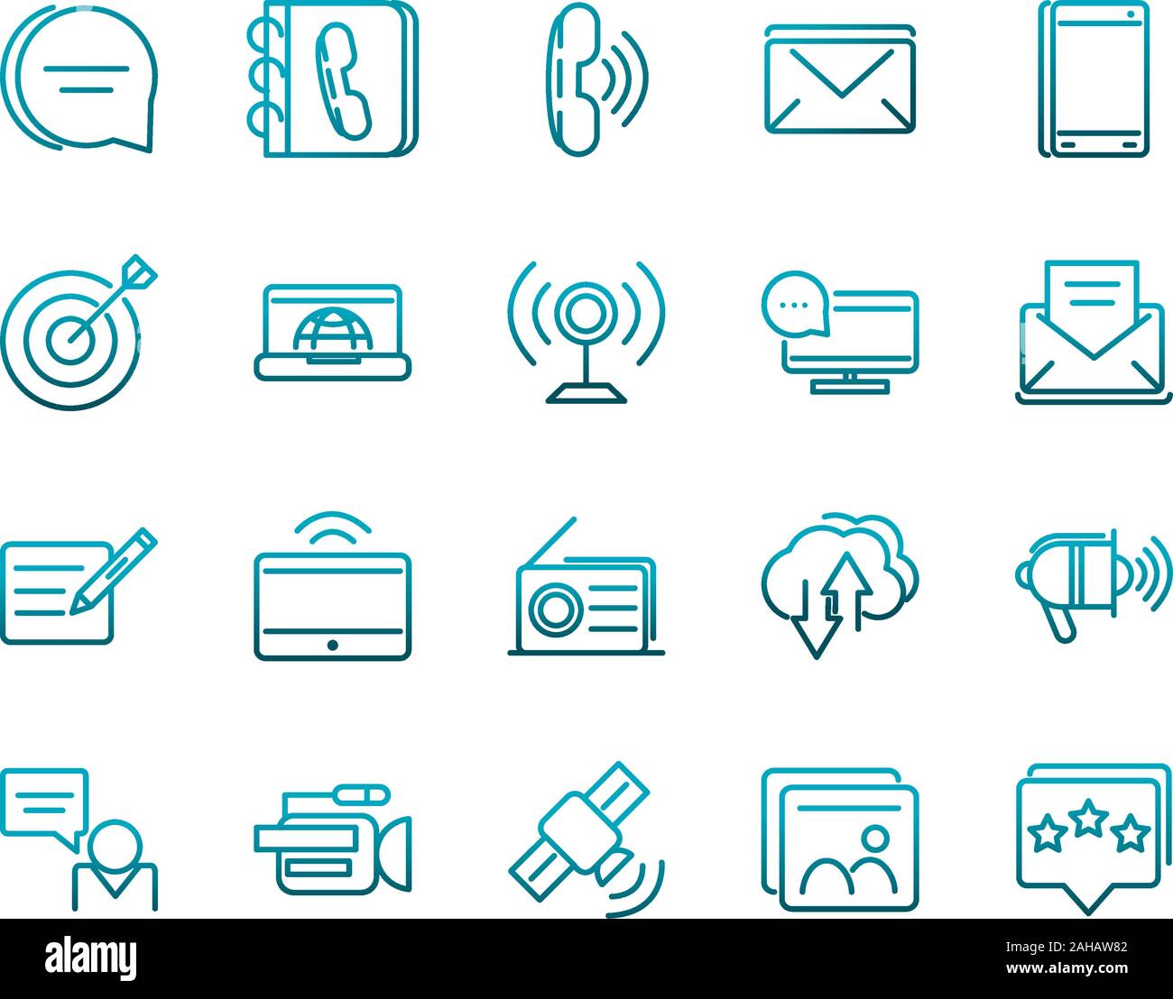 communications talk information broadcast icons set gradient line ...