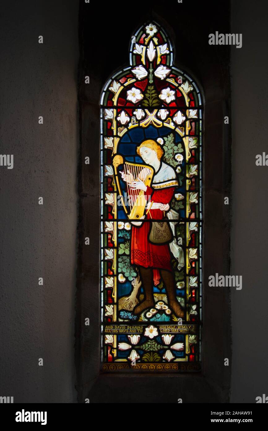 Stained glass window in St Bega Church in the Lake District England ...