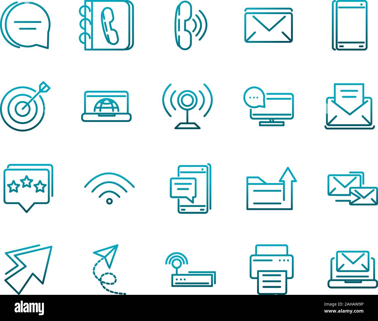 communications talk information broadcast icons set gradient line ...