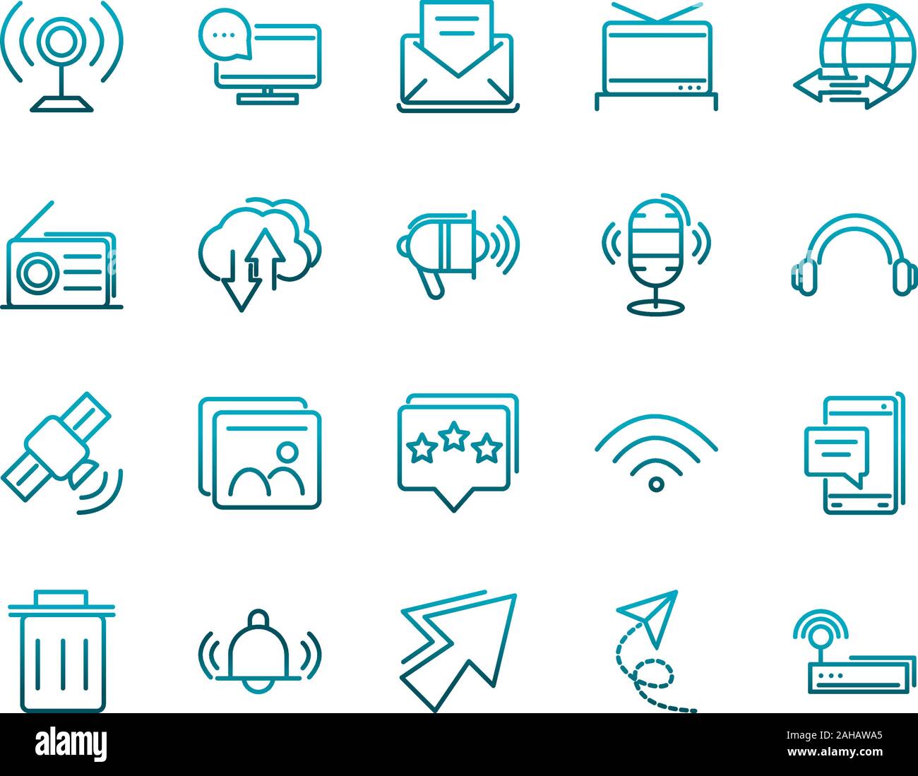 communications talk information broadcast icons set gradient line ...