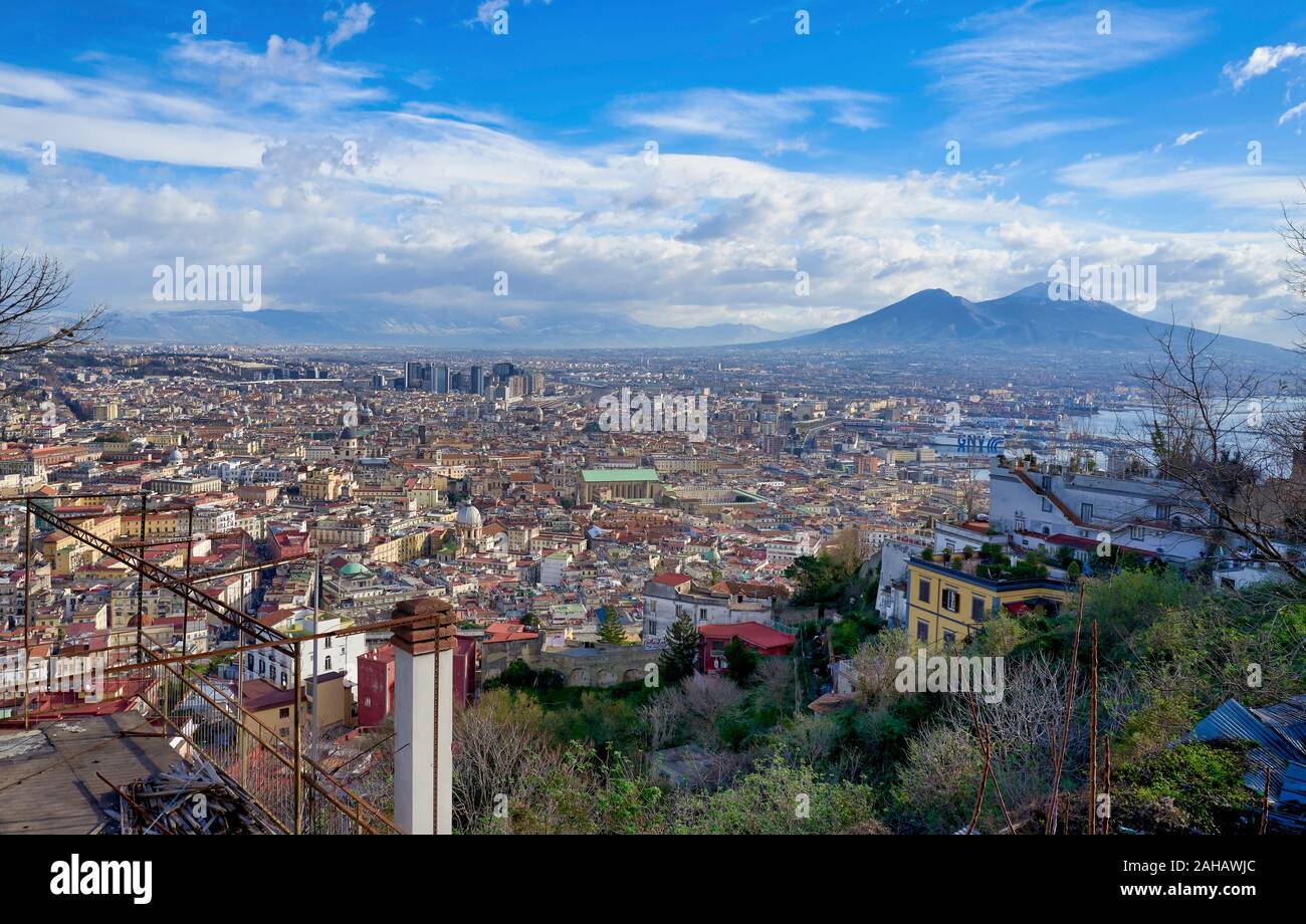 Naples Italy. View of the city and Mount Vesuvius Stock Photo - Alamy