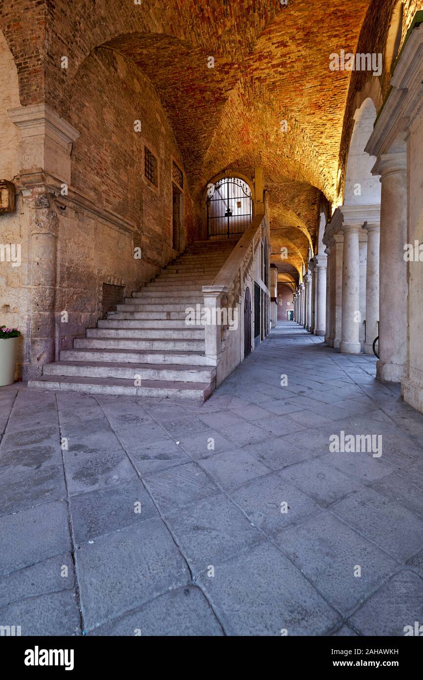 The medieval arcade in Piazza dei Signori. Vicenza, Veneto, Italy Stock ...