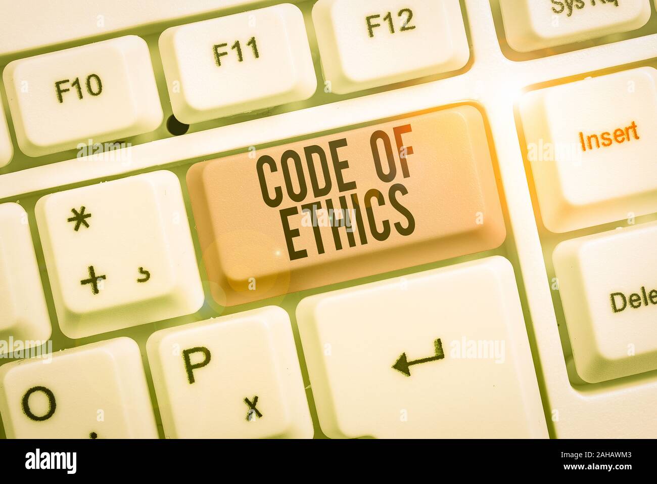 Writing note showing Code Of Ethics. Business concept for Moral Rules ...