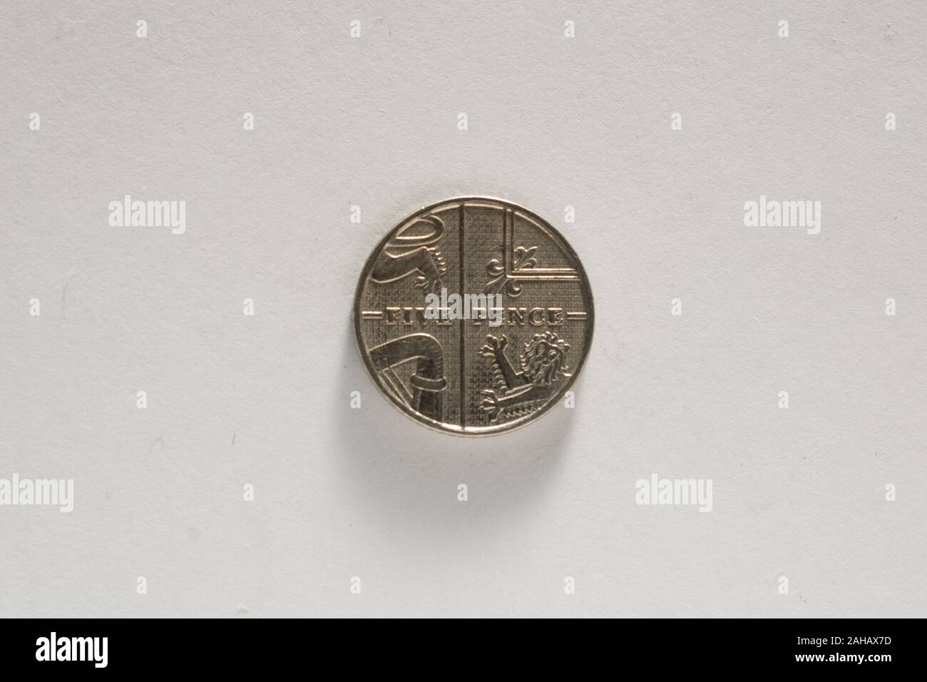 Single five British pence coin isolated on white background Stock Photo ...
